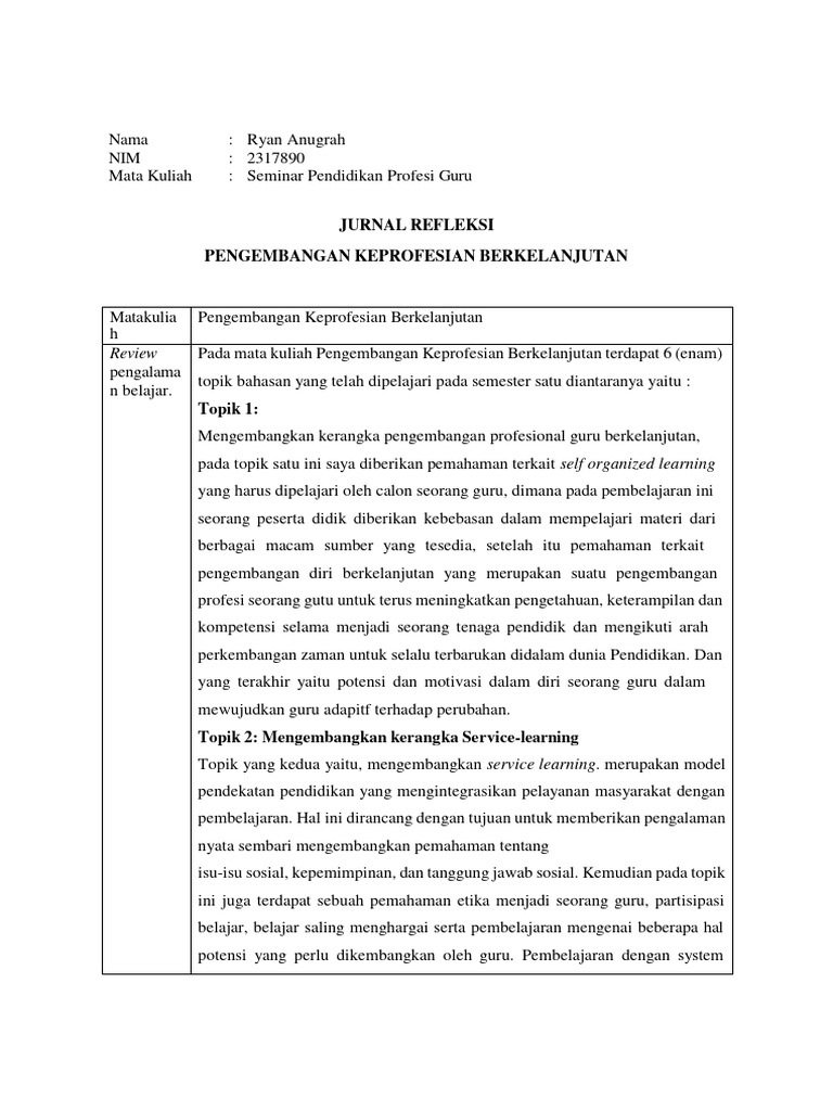 Refleksi Keprofesian Berkelanjutan | PDF