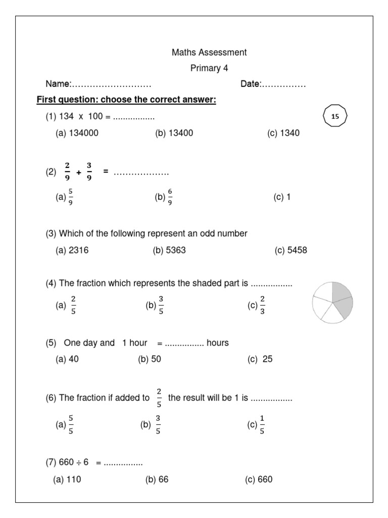 Primary 4 Assessment Math | PDF