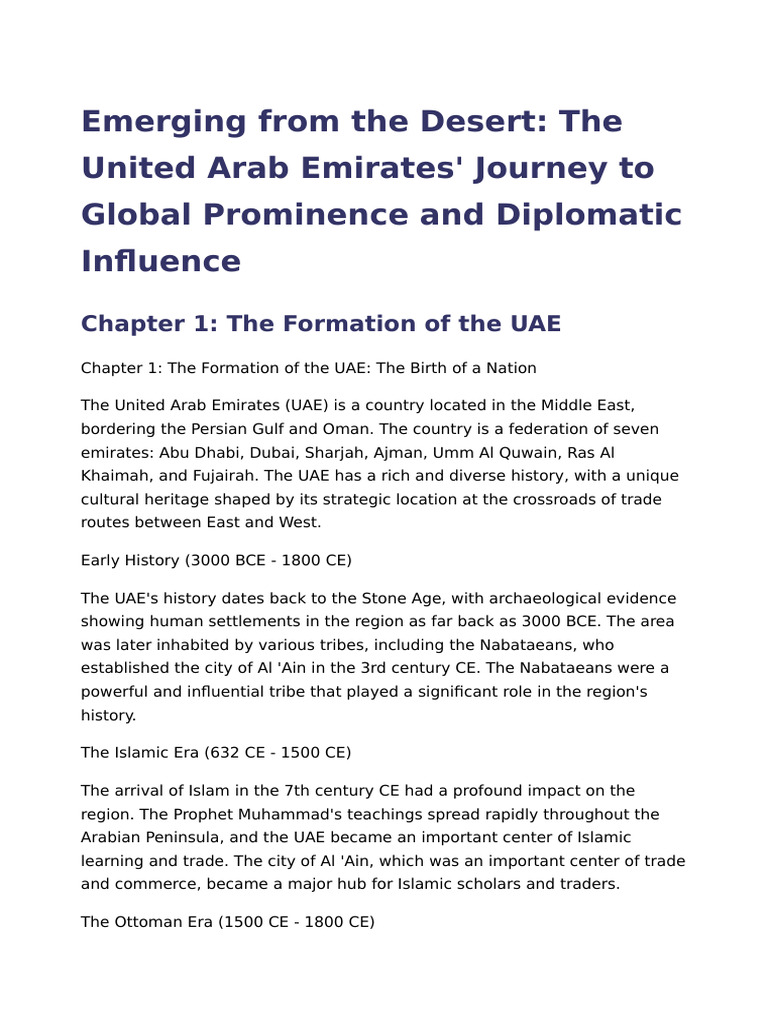 Emerging From The Desert - The United Arab Emirates' Journey To Global ...