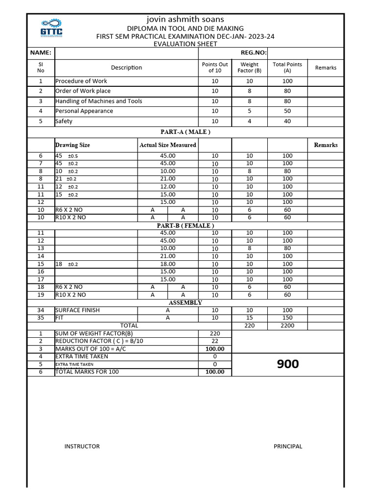 1ST Sem Evaluation Sheet ( Excel 2023-24) | PDF