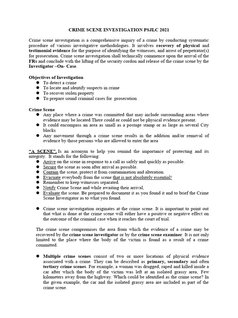 Crime Scene Investigation | PDF | Crime Scene | Camera Lens