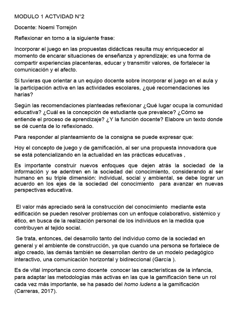 Modulo 1 Actividad 2 | PDF | Maestros | Aprendizaje