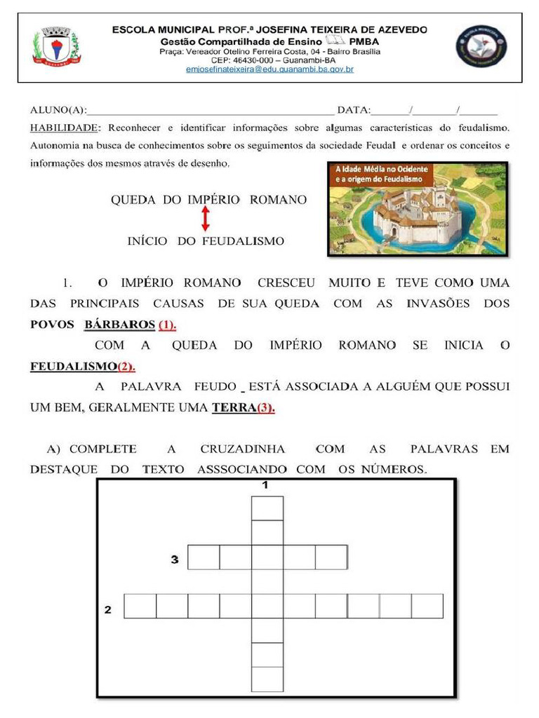 Atividade Adaptada - Feudalismo | PDF