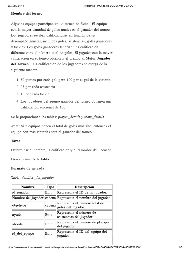 Problemas - Prueba de SQL Server DBA CC | PDF | Informática | Gestión de datos