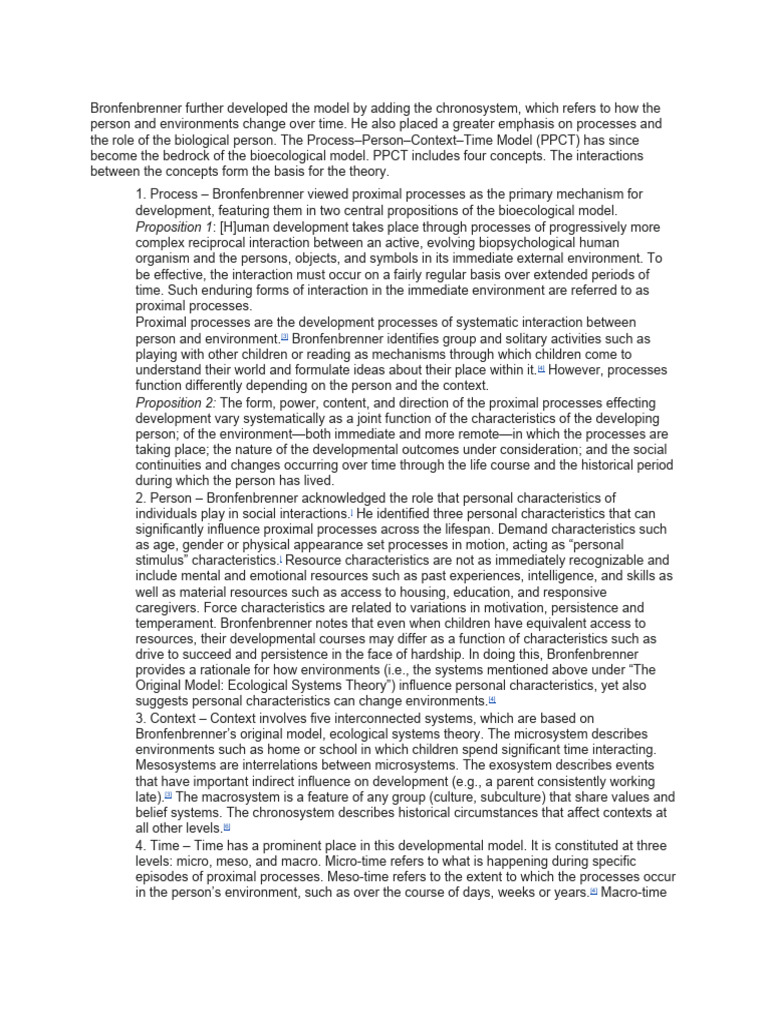 Bronfenbrenner Further Developed The Model by Adding The Chronosyste1 ...