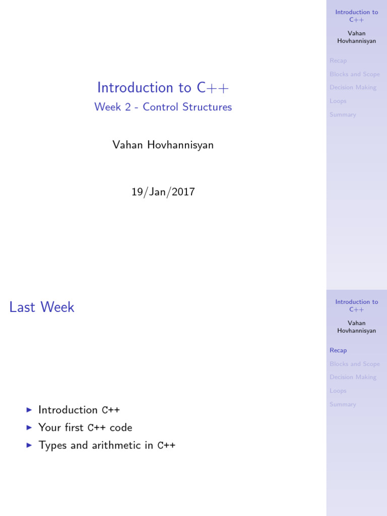 CPP Week 2 Handout | PDF | C++ | Scope (Computer Science)