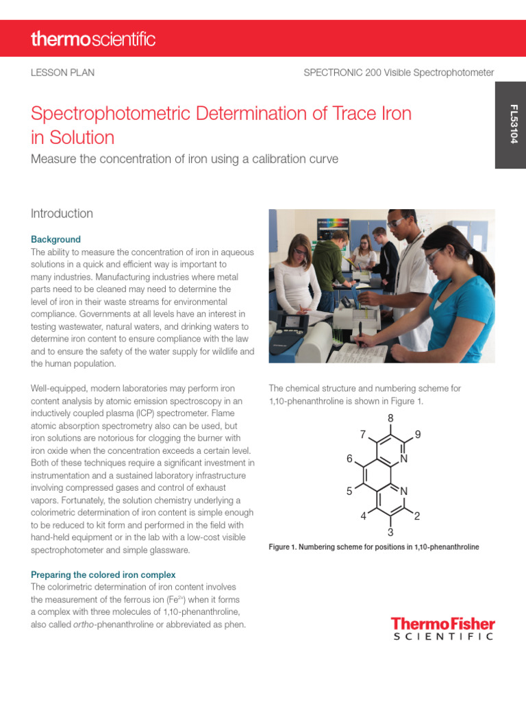 Trace Iron Analysis Using Spectrophotometry | PDF | Spectrophotometry ...