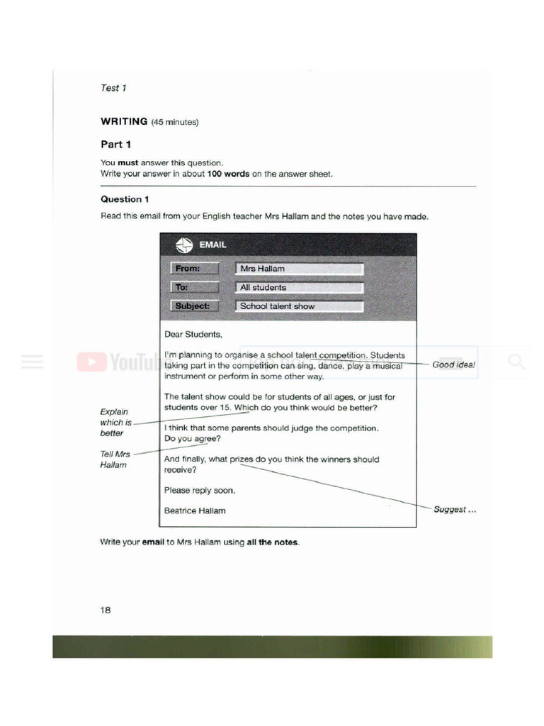 Test 1 - Writing Part 1 | PDF