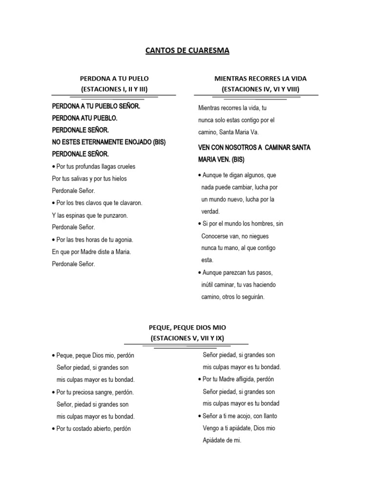 CANTOS DE CUARESMA Semana Santa | PDF