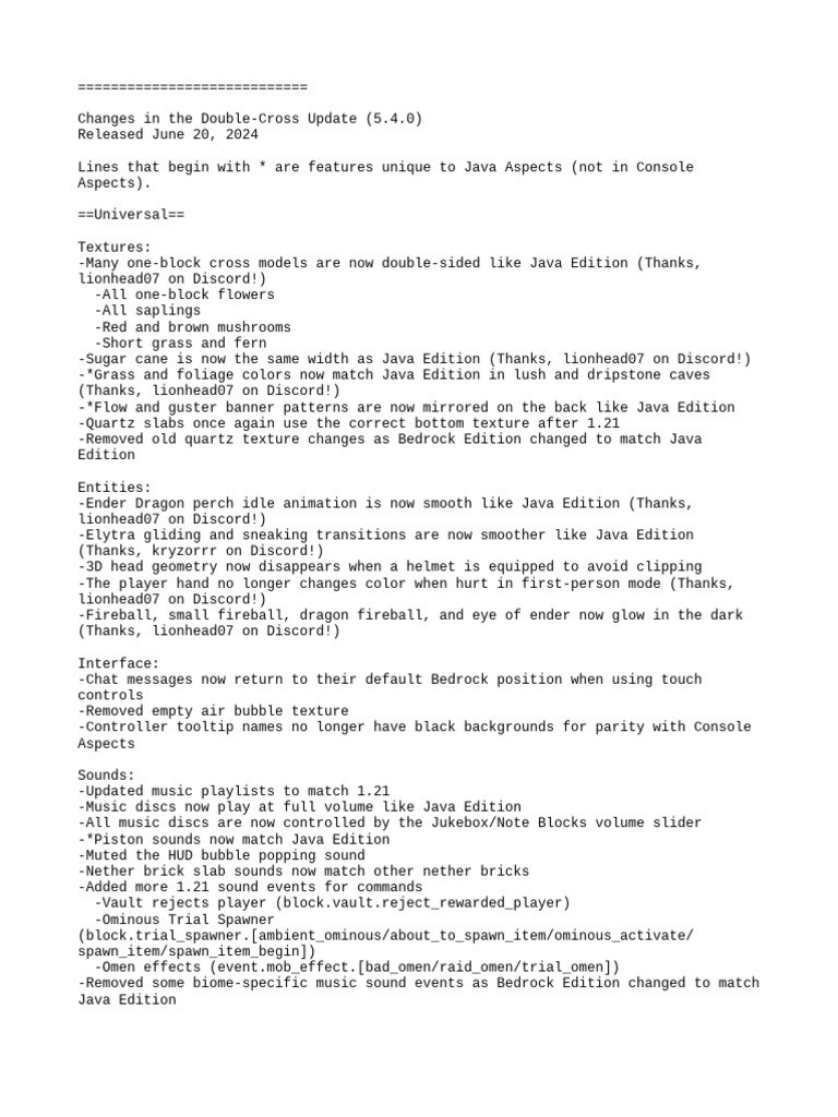 Change Log | PDF | Minecraft | Texture Mapping