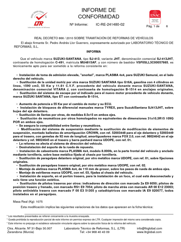 IC RE 241480 02firma | PDF | Eje | Tecnologías automotrices