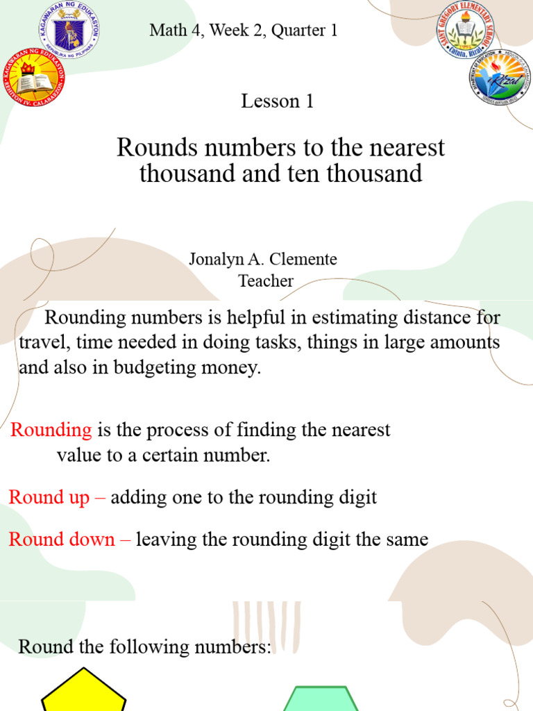 Week 2 (Rounding Numbers To The Nearest Thousands and Ten Thousands and ...