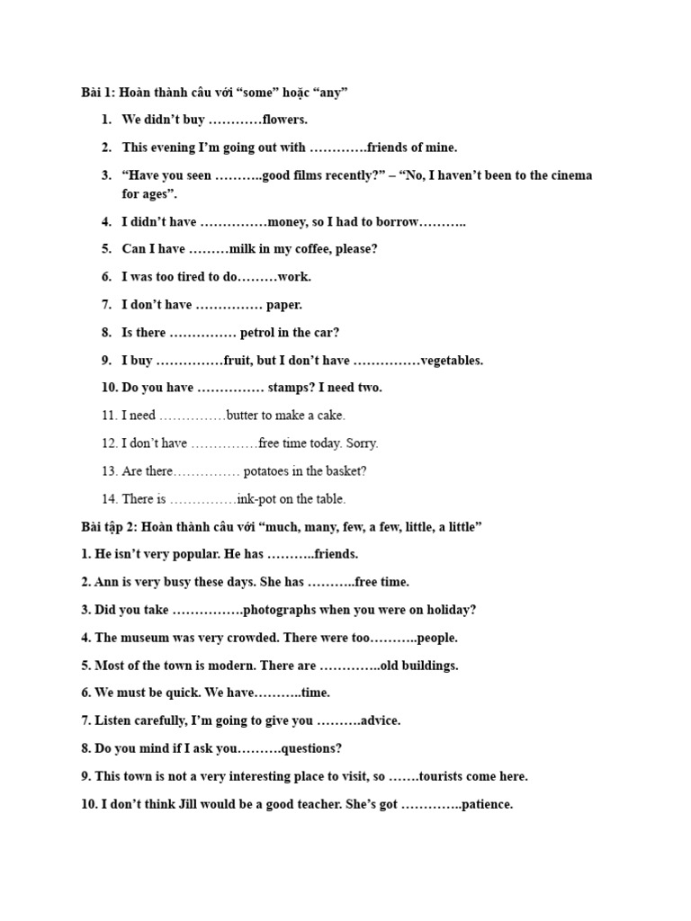 U3 - BT Much-Many-Few-Little-A-An-The-Some-Any | PDF | Art