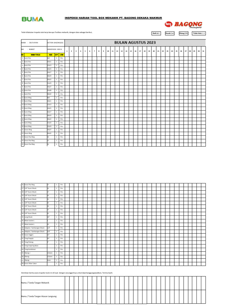 Form P2H Tool Box | PDF