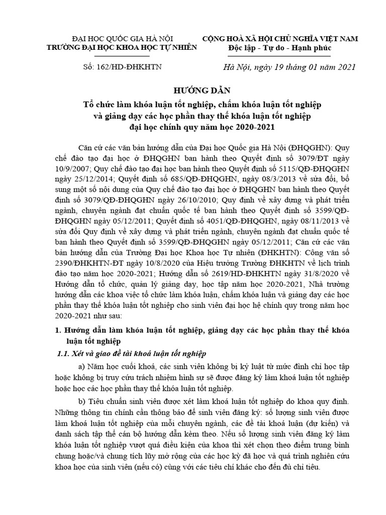 Huong Dan Bao Ve Khoa Luan Tot Nghiep 2020 2021 | PDF