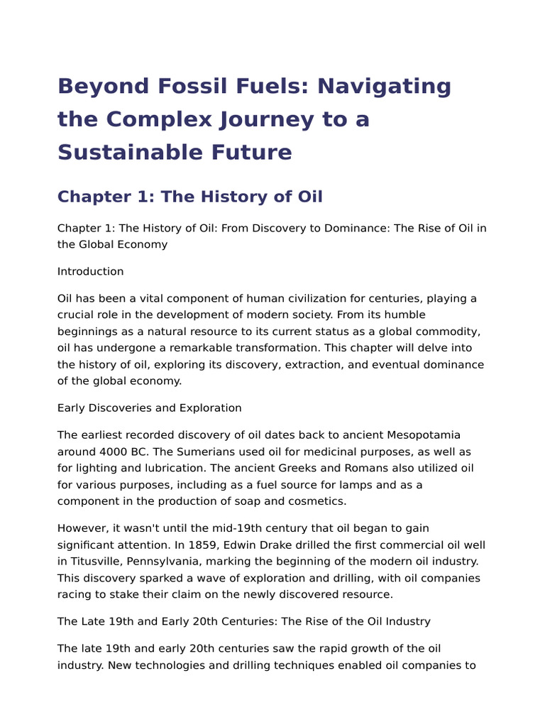 Beyond Fossil Fuels - Navigating The Complex Journey To A Sustainable ...