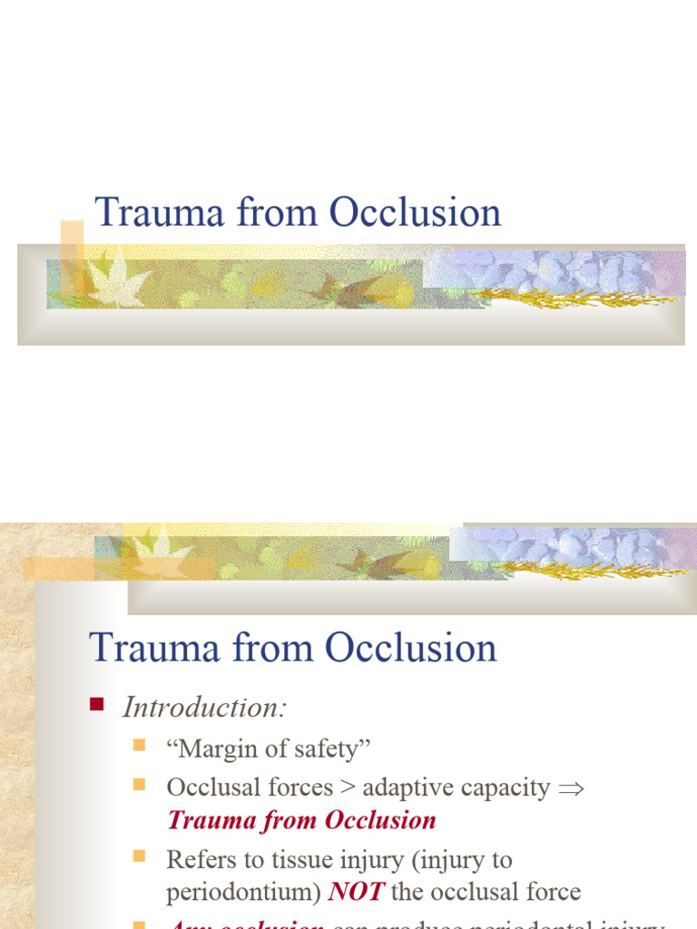 Trauma Occlusion | PDF | Human Tooth | Periodontology