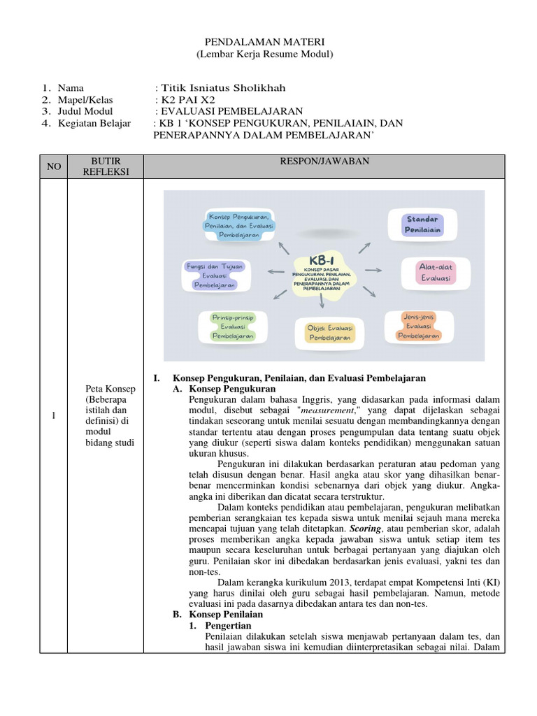 Resume KB 1 MODUL 10 KONSEP PENGUKURAN, PENILAIAIN, DAN PENERAPANNYA DALAM PEMBEERLAJARAN | PDF ...