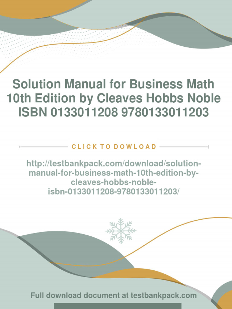 Solution Manual For Business Math 10th Edition by Cleaves Hobbs Noble ...