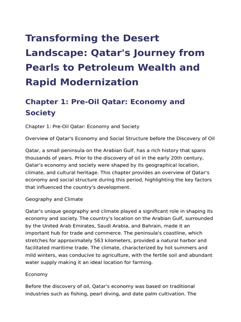 Transforming The Desert Landscape - Qatar's Journey From Pearls To ...