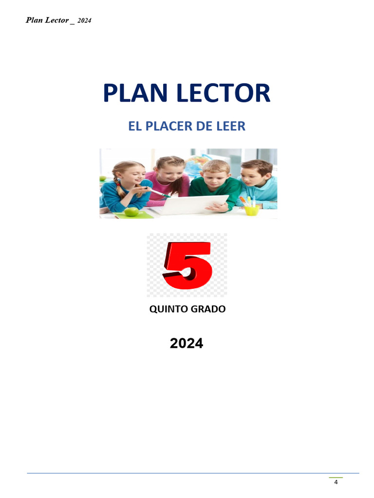 PLAN LECTOR 5to 2024 | PDF | Comprensión lectora | Educación primaria