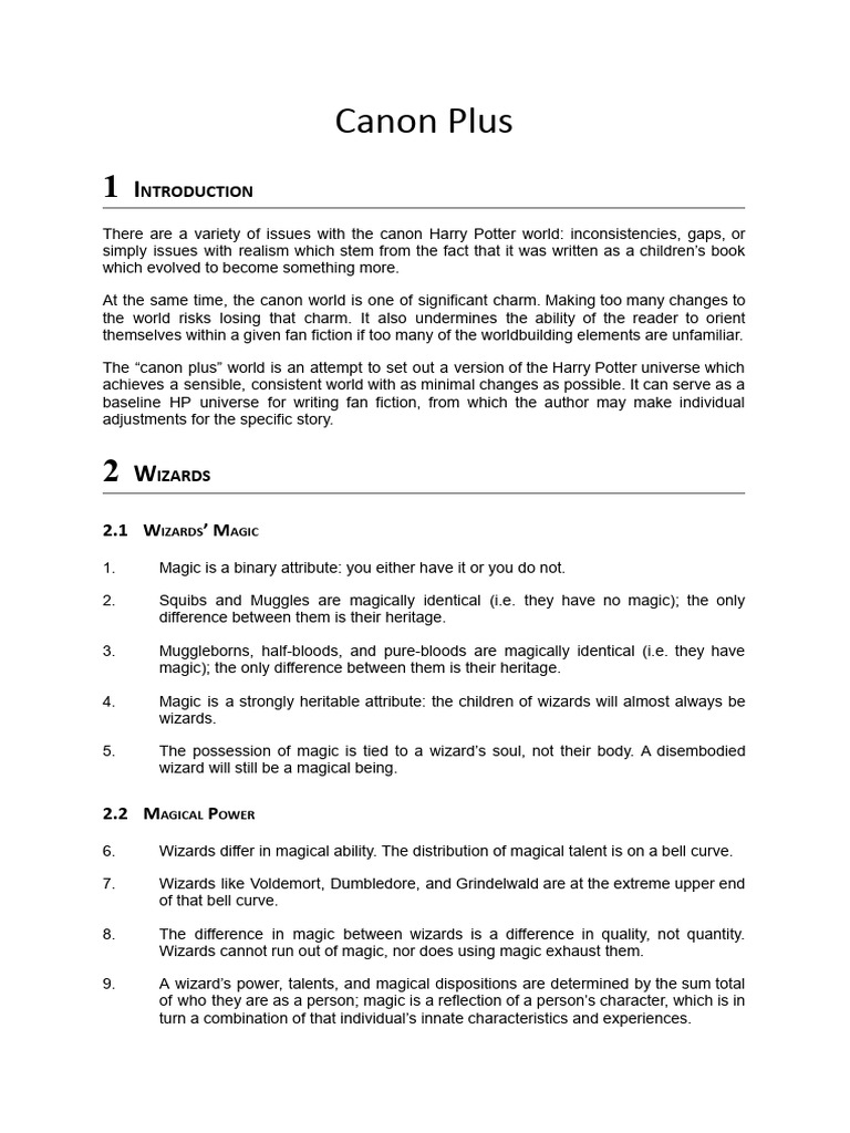 Canon Plus 2022 (Formatted) | PDF | Magician (Fantasy) | Harry Potter