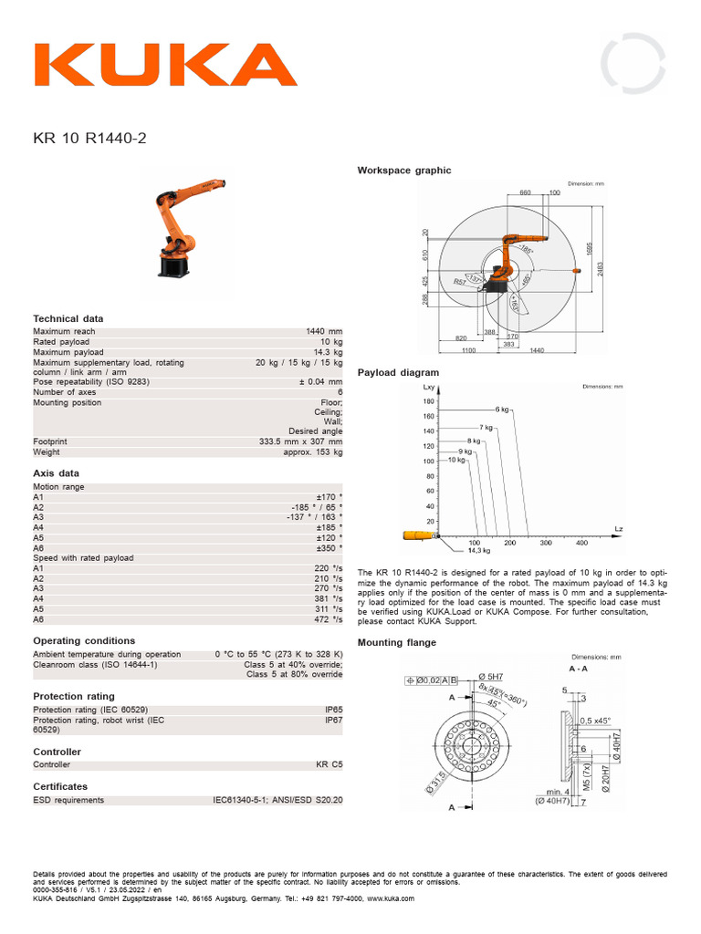 KR 10 R1440-2 Robot Specs & Data | PDF