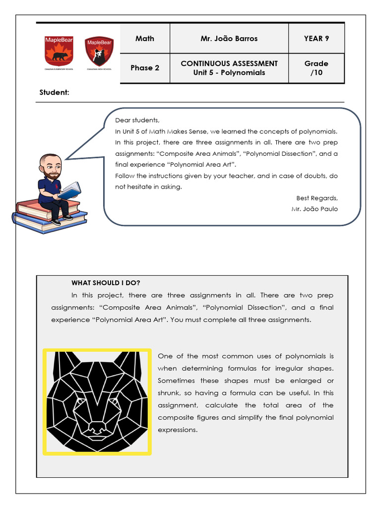 Continuous Assessment - Polynomials | PDF | Area | Polynomial