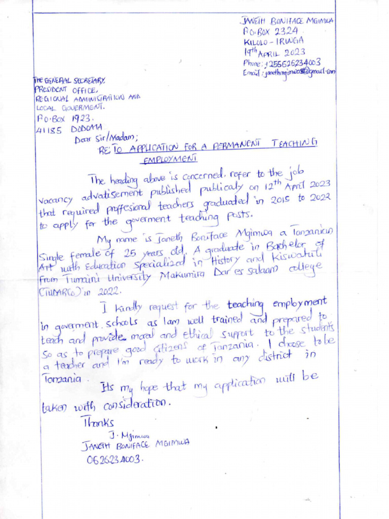 Application Letter | PDF