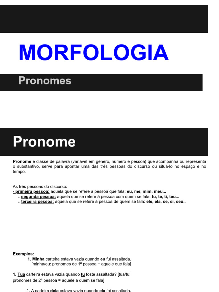 Pronome 01.pptx - 20240621 - 155233 - 0000 | PDF | Pronome | Morfologia