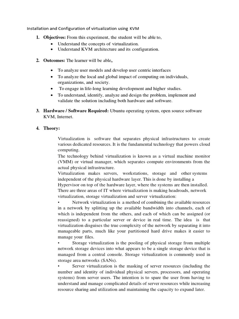 Installation and Configuration of Virtualization Using KVM | PDF | Virtualization | Computer Network