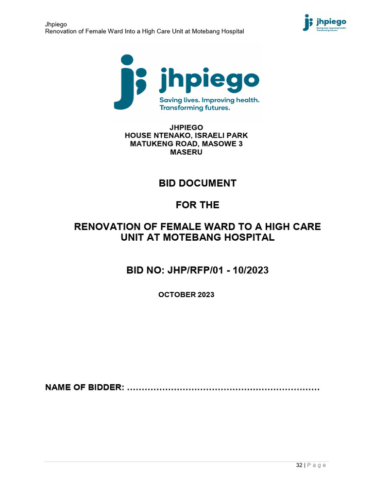 Detailed RFP Construction Services - Motebang HCU - Final - JHP - RFP ...