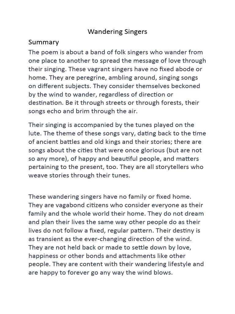 Wandering Singers | PDF