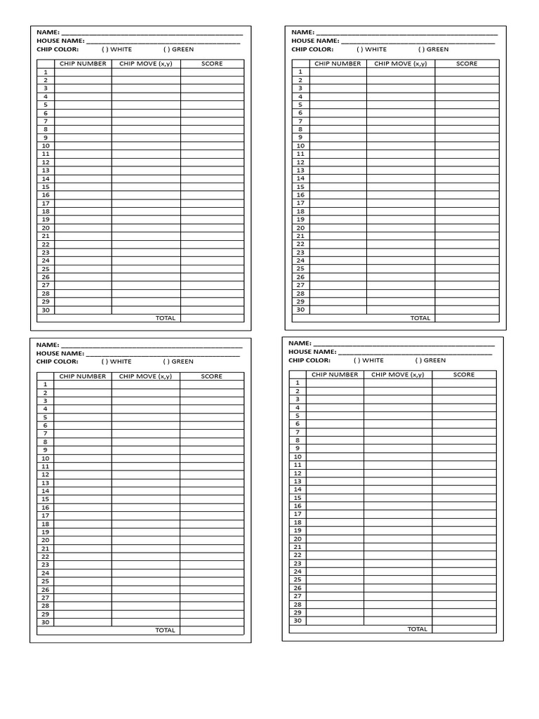 Damath Scoresheet | PDF