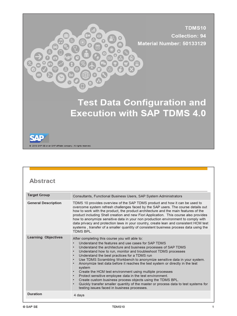 TDMS10 - EN - Col94 Test Data Configuration and Execution With SAP TDMS ...