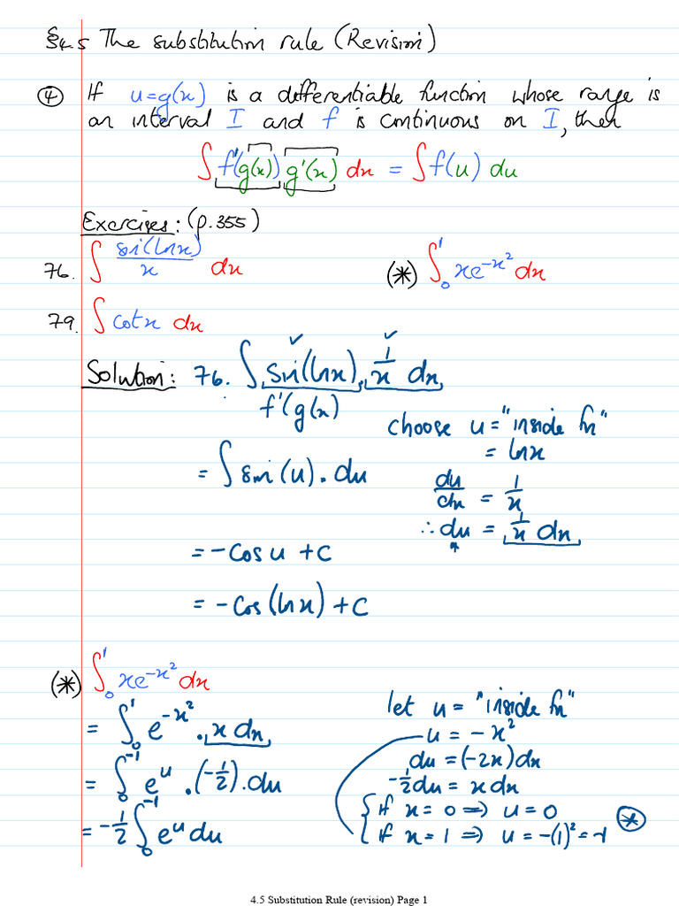 4.5 Substitution Rule (Revision) (23jul) | PDF