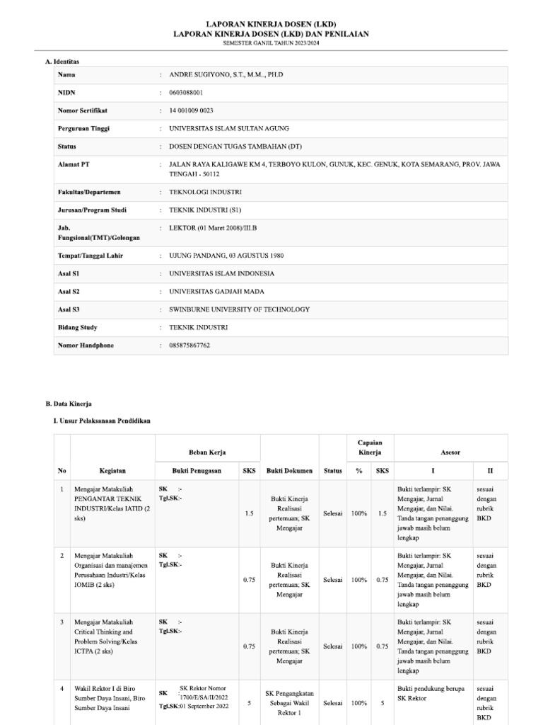 Andre Sugiyono BKD Gasal 2023 2024 | PDF