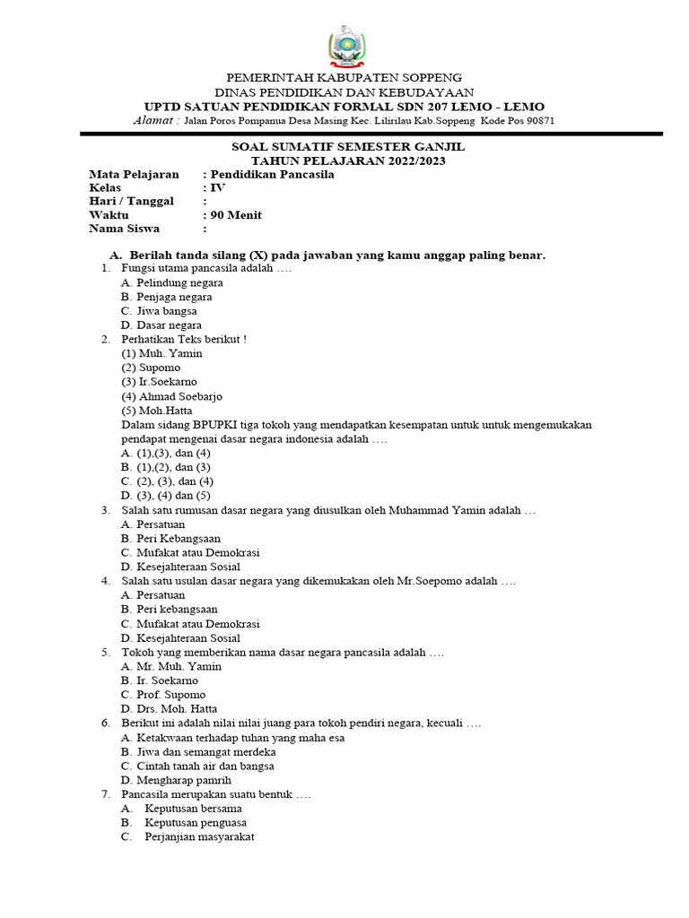 Sumatif PKN 1 | PDF
