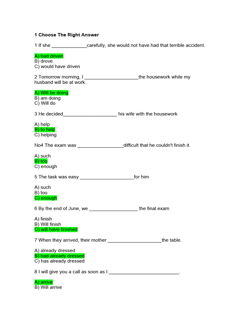 Choose The Right Answer | PDF | Self-Improvement