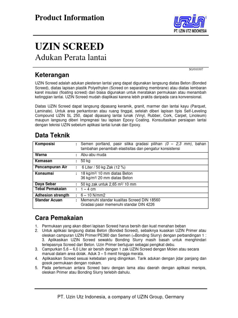 Lampiran 7 - Screed Lantai Uzin | PDF