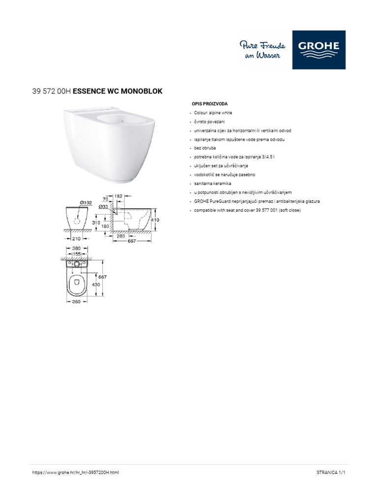 GROHE Specification Sheet 3957200H | PDF