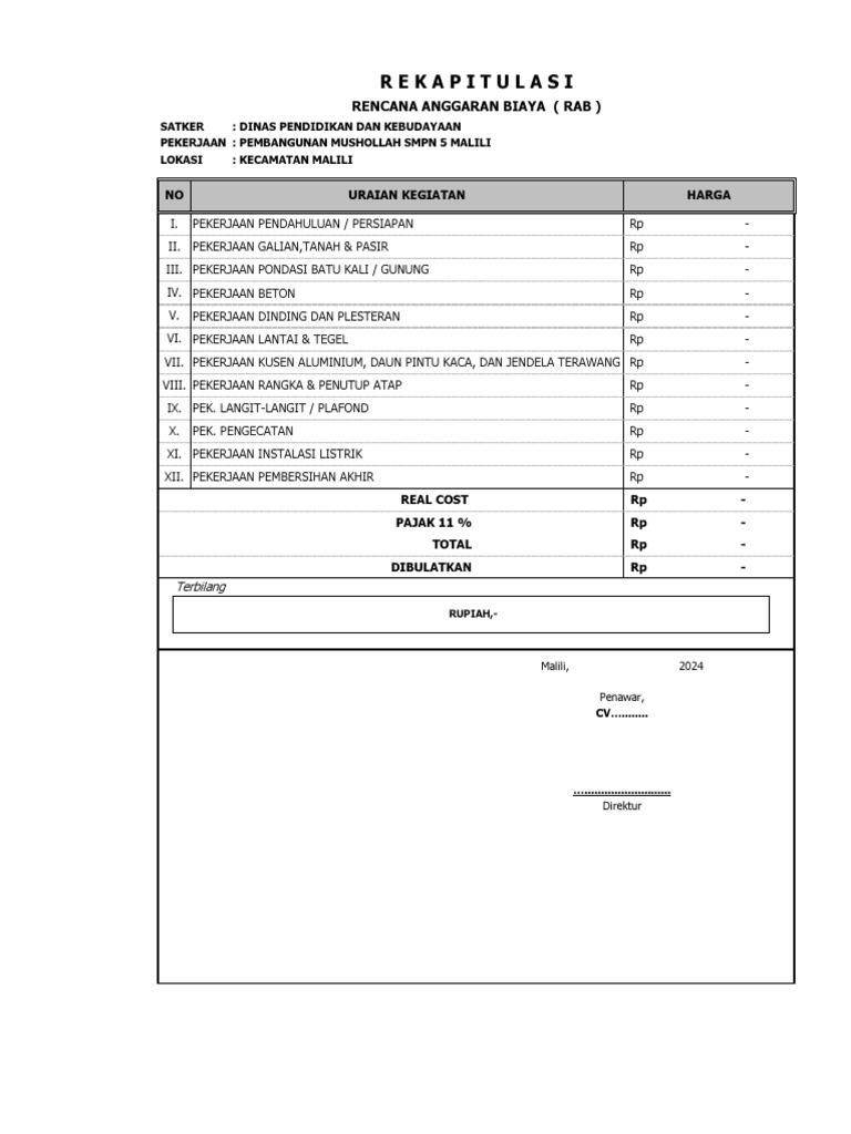 Boq Mushollah SMP 5 Malili | PDF