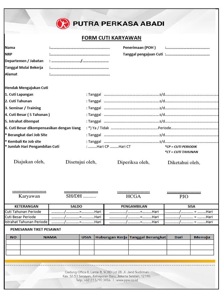 Ppa Adro F Hcga 15 Form Cuti Karyawan | PDF
