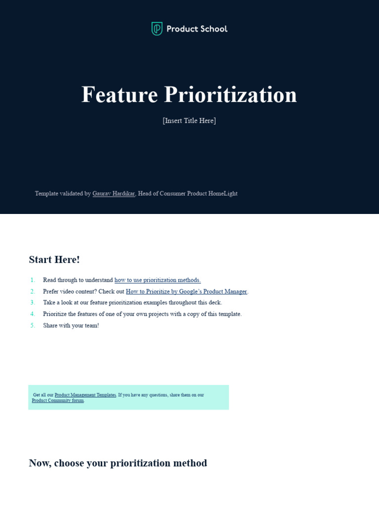 PM Template - Feature Prioritization | PDF | Computers