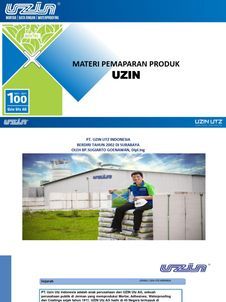 Modul 2 - Sharing & Product Knowledge Uzin (Plester, Aci, Screed ...