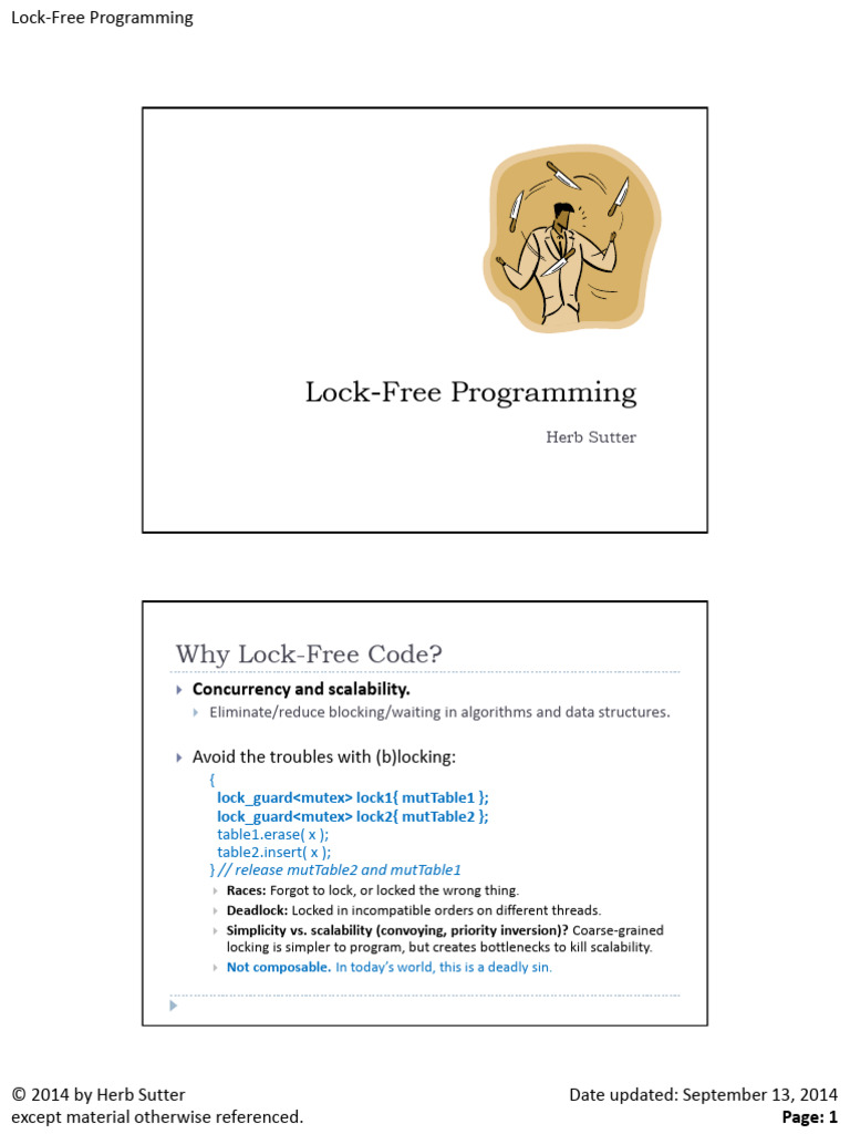 Lock-Free Programming (Or, Juggling Razor Blades) - Herb Sutter - CppCon 2014 | PDF | Operating ...