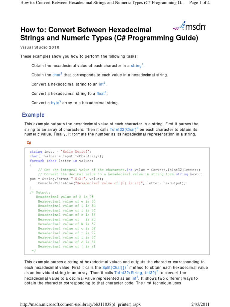 Hexadecimais C# | PDF | Integer (Computer Science) | C Sharp ...