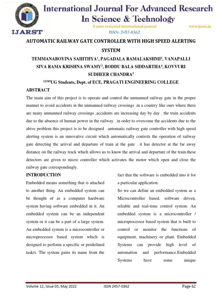 Automatic Railway Gate Controller With High Speed Alerting System | PDF ...
