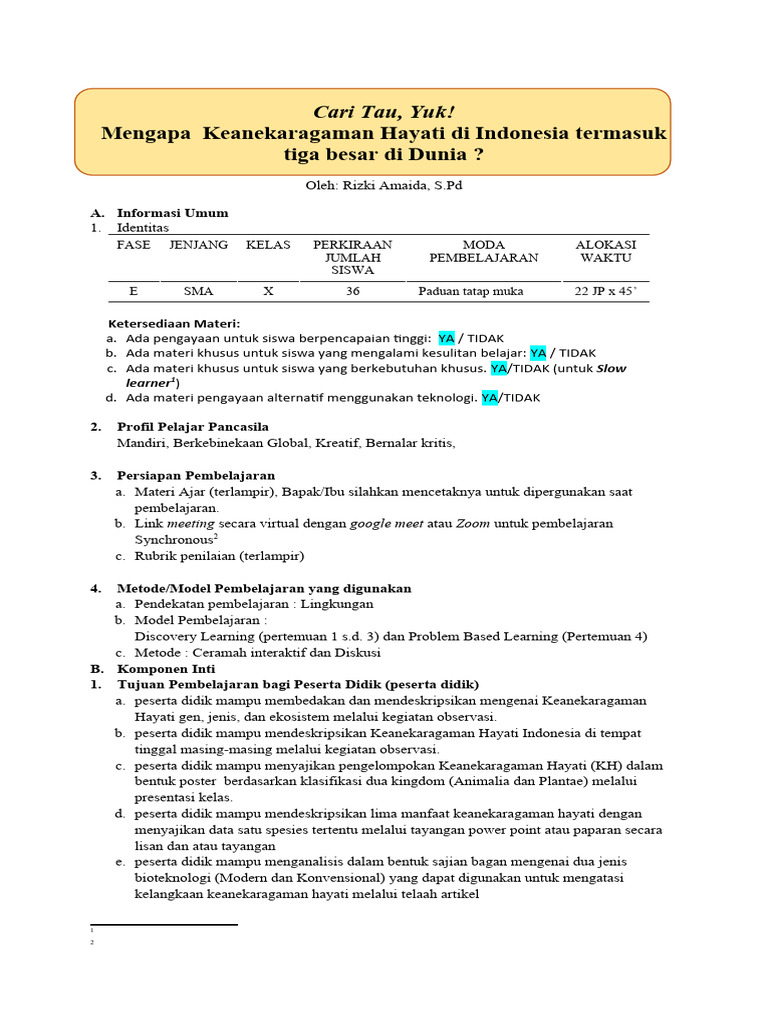 Supervisi Fix Keanekaragaman | PDF