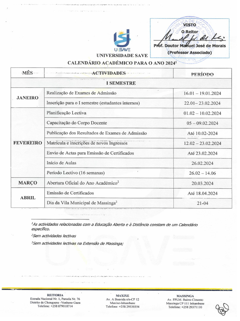 Calendario Académico UniSave - 24 | PDF